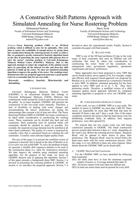Pdf A Constructive Shift Patterns Approach With Simulated Annealing For Nurse Rostering Problem