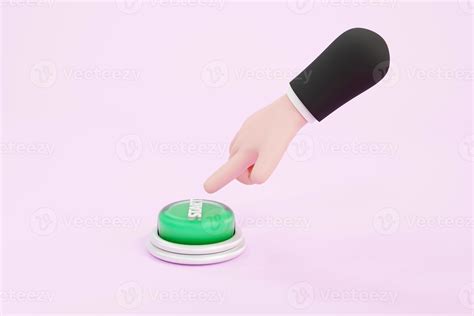 Cartoon Hand Pressing The Green Button System Control Stock Photo At Vecteezy
