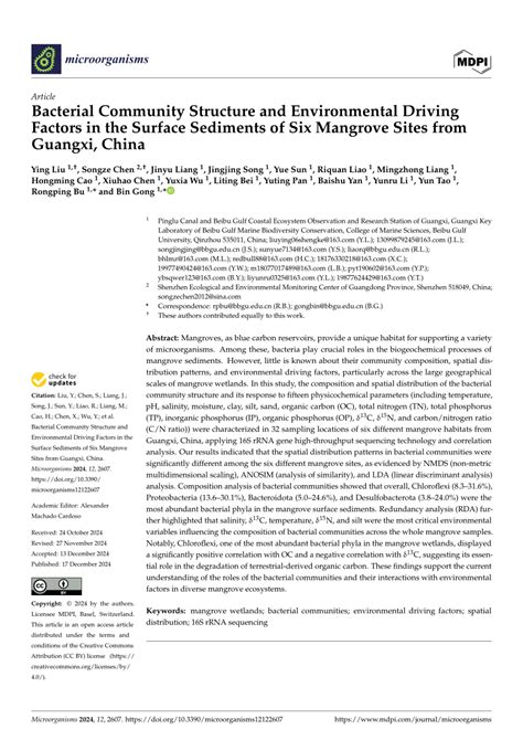 Pdf Bacterial Community Structure And Environmental Driving Factors In The Surface Sediments