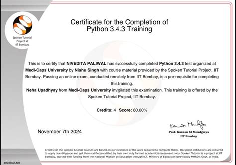 Nivedita Paliwal On Linkedin Python Certification Continuouslearning Iitbombay