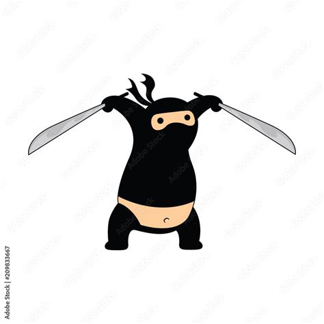 Fat Ninja With A Funny Pose Stock Illustration Adobe Stock