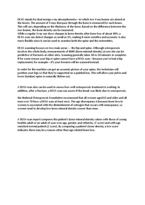 Dexa Script Dexa Stands For Dual Energy X Ray Absorptiometry—in Which Two X Ray Beams Are