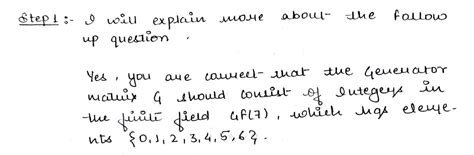 Answered Can You Please Explain More Cus The Generator Matrix G