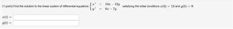 Solved Point Find The Solution To The Linear System Of Chegg