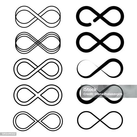 Kumpulan Tanda Tak Terhingga Abstrak Tanda Tak Terhingga Satu Set Delapan Horizontal Ilustrasi