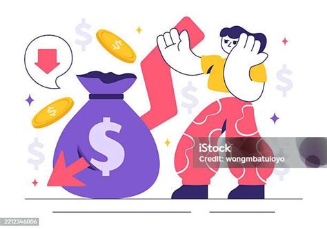 파산 경제 붕괴 및 비용 절감의 개념을 특징으로하는 금융 위기 벡터 일러스트 레이 션은 배경에 아래쪽 화살표를 사용합니다 가격에 대한 스톡 벡터 아트 및 기타 이미지