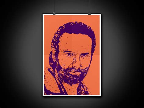 Rick Grimes Color Portrait Art Illustration Print Etsy