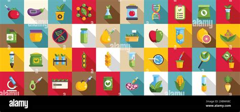 Genetic Modification In Agriculture Icons Set Set Of Icons