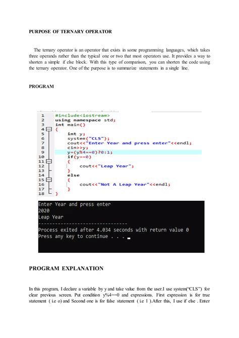 Ternary Operator Docx