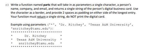 Solved C Write A Function Named Partc That Will Take In As