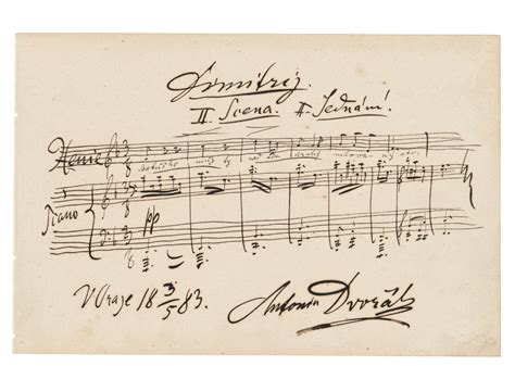 Dvorak Antonín 1841 1904 Autograph Musical Quotation Signed