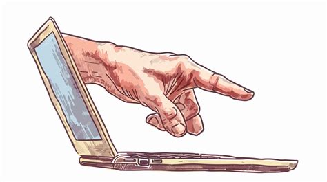 A Hand Pointing At A Laptop With A Finger Pointing At The Screen Premium Ai Generated Vector