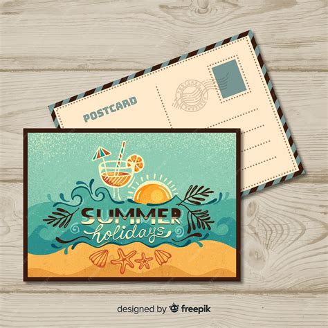 Carte Postale De Vacances Dété Vecteur Gratuite