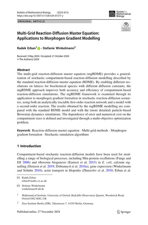 Pdf Multi Grid Reaction Diffusion Master Equation Applications To