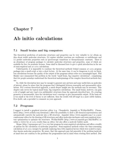 Ab Initio Calculations Pdf Computational Chemistry Ab Initio Quantum Chemistry Methods