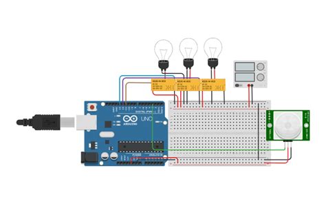 Circuit Design 526asingle Pir Sensor Staircase Automation Tinkercad
