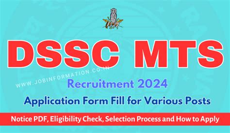 Dssc Mts Recruitment 2024 Out Form Apply Age Date Qualification Notification Pdf Selection