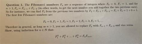 solved question 1 the fibonacci numbers fn are a sequence