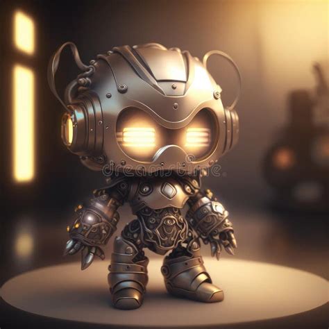 Cute Fantasy Robot Knight With Shiny Steel Armor In 3d Cartoon Style