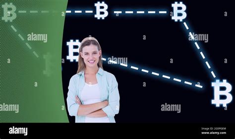 Composition Of Woman Network Of Bitcoin Symbols Stock Photo Alamy