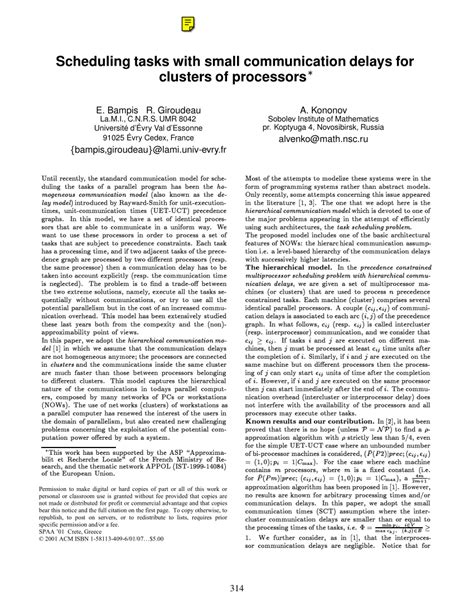 pdf scheduling tasks with small communication delays for clusters of