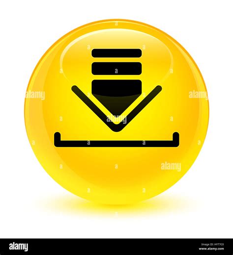 Download Icon Isolated On Glassy Yellow Round Button Abstract