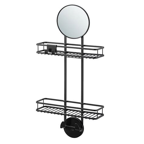 Idesign Self Adhesive Shower Caddy With Mirror And Accessory Hooks
