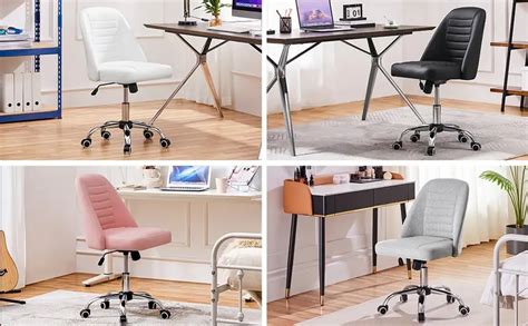 Office Chair Armless Computer Chair With Adjustable Seat Height Tufted