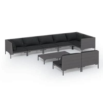 Vidaxl Garden Lounge Set Dark Grey Powder Coated Steel Half Round Pe