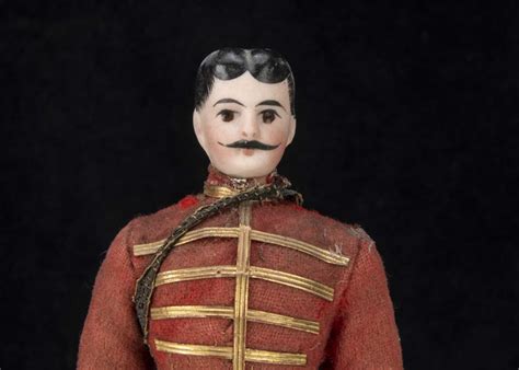 A Rare 19th Century Bisque Dolls House Shoulder Head Male Soldier Doll
