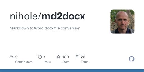 GitHub Nihole Md Docx Markdown To Word Docx File Conversion