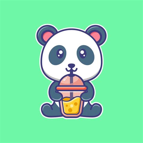 Cute Panda Cartoon Sticker Cute Animal Illustration Happy Panda