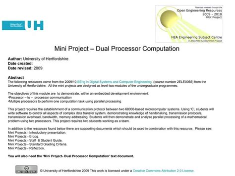 Mini Project Dual Processor Computation Ppt