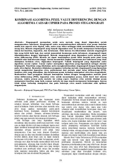 Kombinasi Algoritma Pixel Value Differencing Dengan Algoritma Caesar