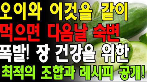 오이와 이것을 같이 먹으면 다음날 숙변 폭발 장 건강을 위한 최적의 조합과 레시피 공개 Youtube
