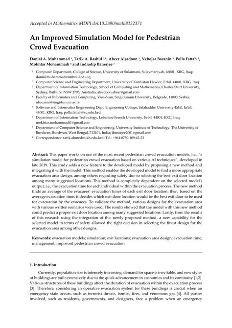 Pdf An Improved Simulation Model For Pedestrian Crowd Evacuation