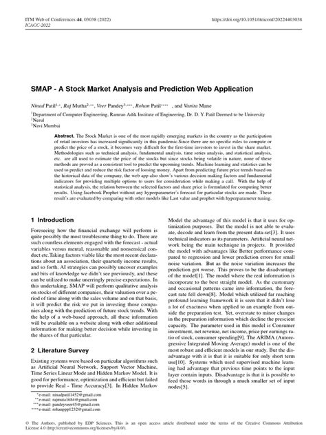 Smap A Stock Market Analysis And Prediction Web Pdf Forecasting Prediction