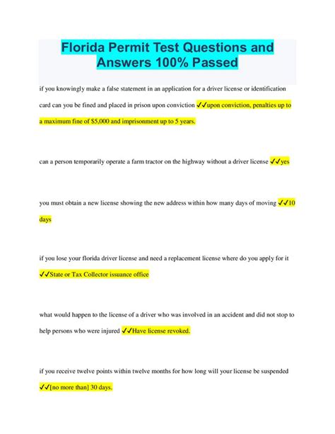 Florida Permit Test Questions And Answers 100 Passed