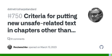 Criteria For Putting New Unsafe Related Text In Chapters Other Than