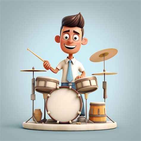 Premium Ai Image Cartoon Drums 3d