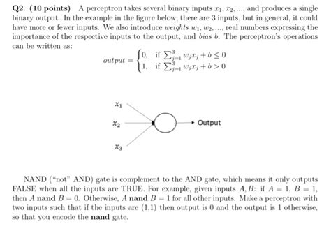 Solved Q Points A Perceptron Takes Several Binary Chegg