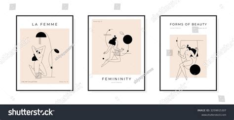 Contemporary Abstract Poster Collection Nude Female Stock Vector Royalty Free