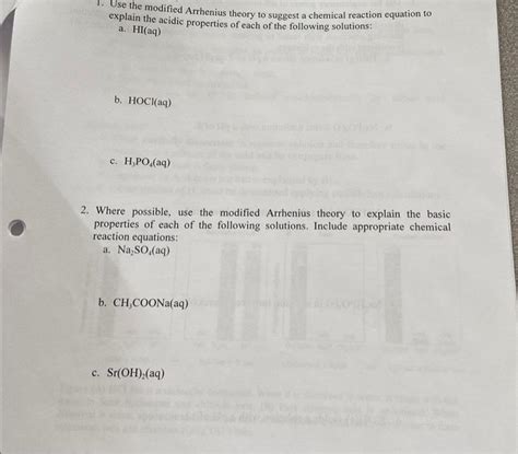 solved 1 use the modified arrhenius theory to suggest a