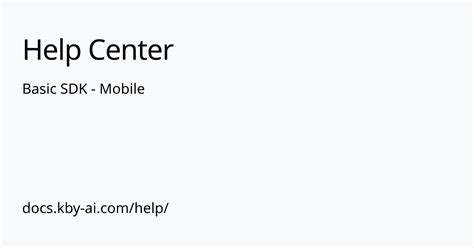 Basic SDK Mobile Help Center