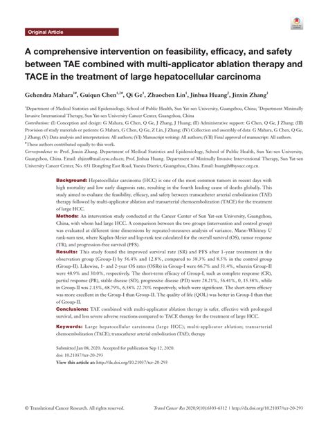 Pdf A Comprehensive Intervention On Feasibility Efficacy And Safety Between Tae Combined