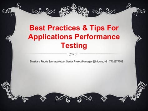 Best Practices For Applications Performance Testing