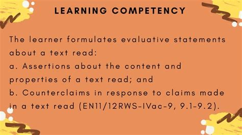 Reading And Writing Evaluative Statements Pptx