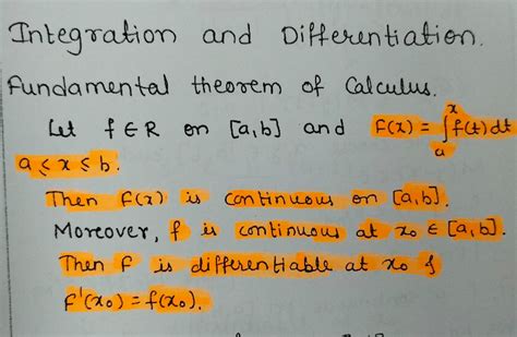 Integration And Differentiationfundamental Theorem Of Calculuslet F∈r