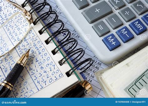 Ledger Calculator And Money Stock Photo Image Of Finance Report