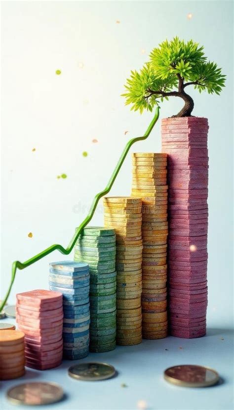 Growing Business Graph Tree Branches Forming Upward Trend Bank Notes